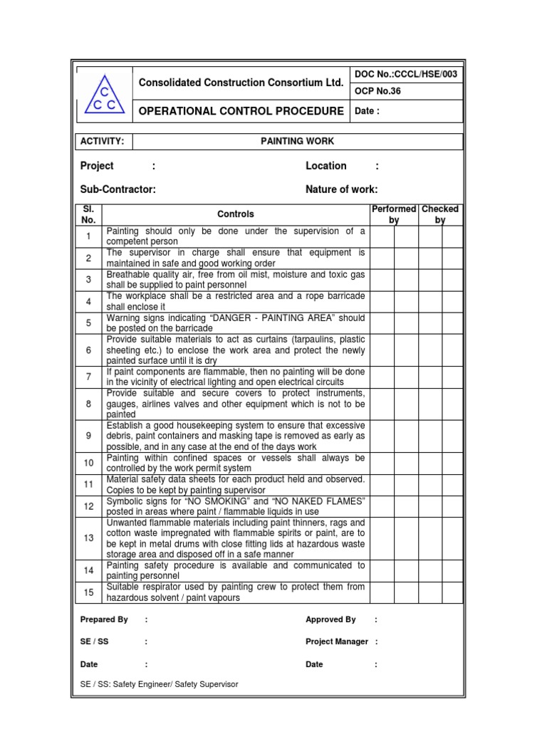 Operational Control Procedure: Consolidated Construction Consortium LTD ...