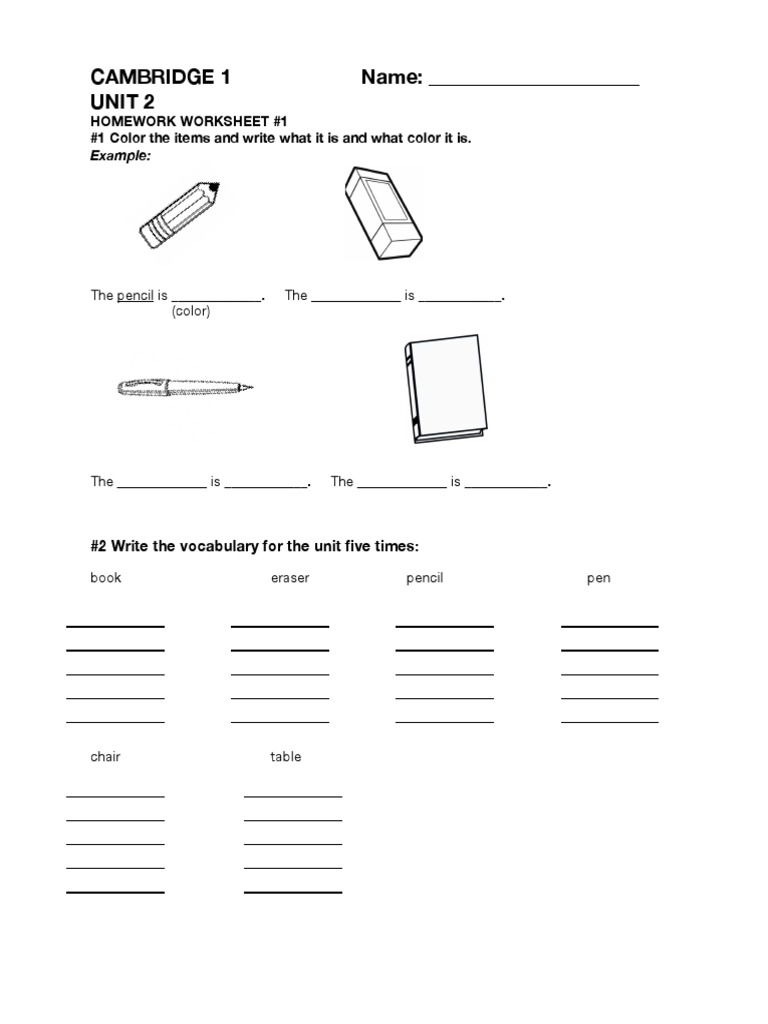Cambridge 1 Name: - Unit 2: Example | PDF | Language Arts & Discipline