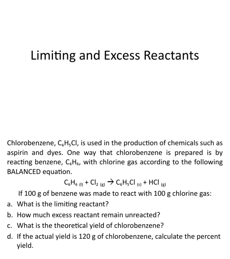 Limiting and Excess Reactants (Quiz) | PDF | Science & Mathematics