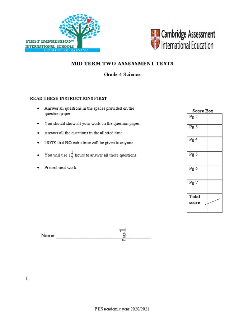 Grade 4 Science Test | PDF | Nature