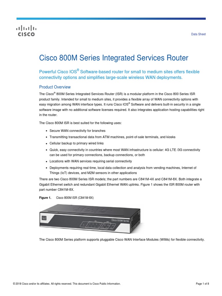 Cisco 800M Series Integrated Services Router | Download Free PDF | Ip ...