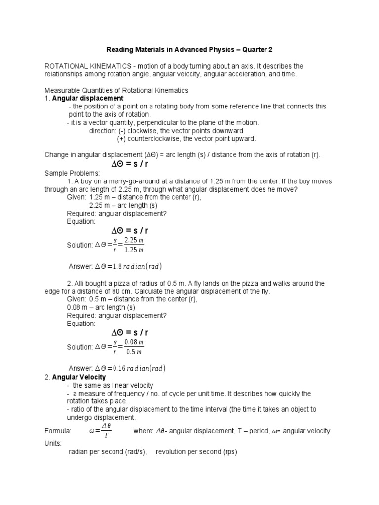 Advanced Physics: Rotational Kinematics Guide | PDF