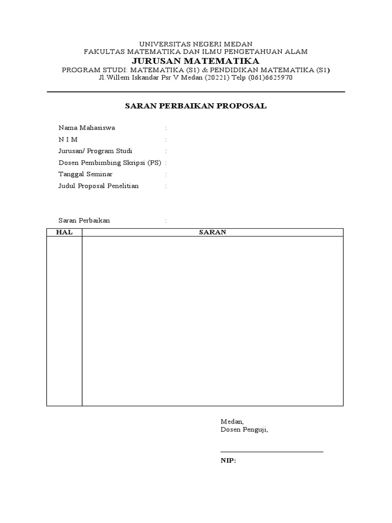 Saran Perbaikan Proposal Pdf
