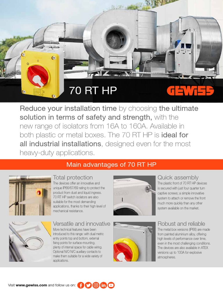 Gewiss 70 RT HP - Rotary Isolator | PDF | Electrical Wiring ...