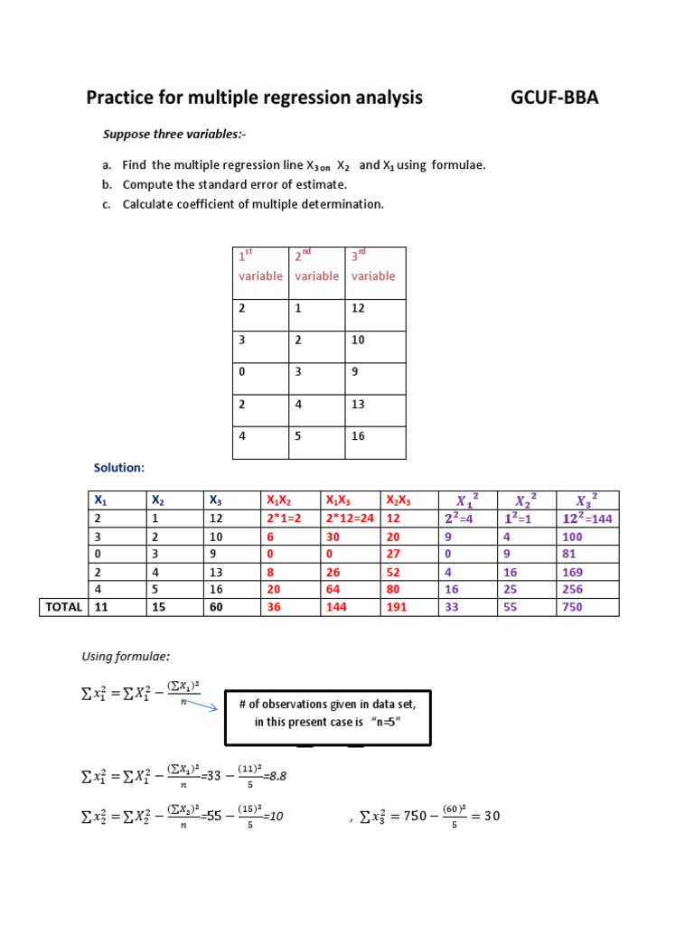 Multiple Regression Analysis Practice | PDF | Regression Analysis ...