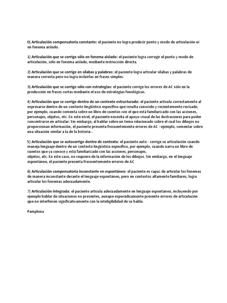 Escala de Severidad Articulatoria | PDF