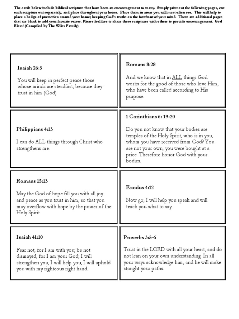 Encouraging Scriptures To Hedge Protection | PDF | Grace In ...