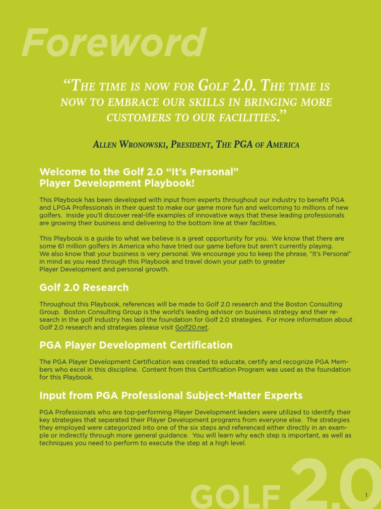 Golf 2.0 Player Development Guide | PDF | Swot Analysis | Marketing