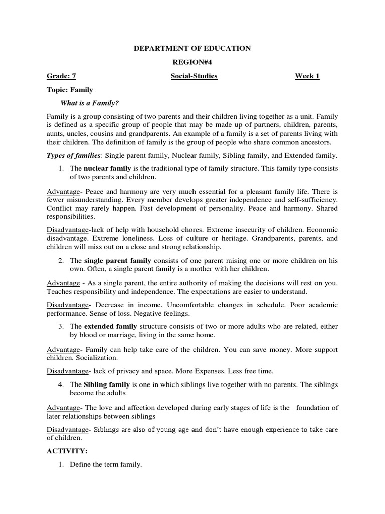 Understanding Family Structures in Grade 7 | PDF | Parent | Relationships