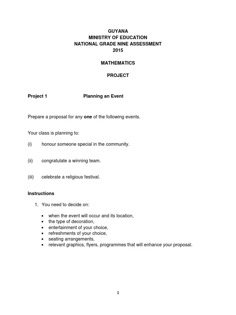 Guyana Ministry of Education National Grade Nine Assessment 2015 ...