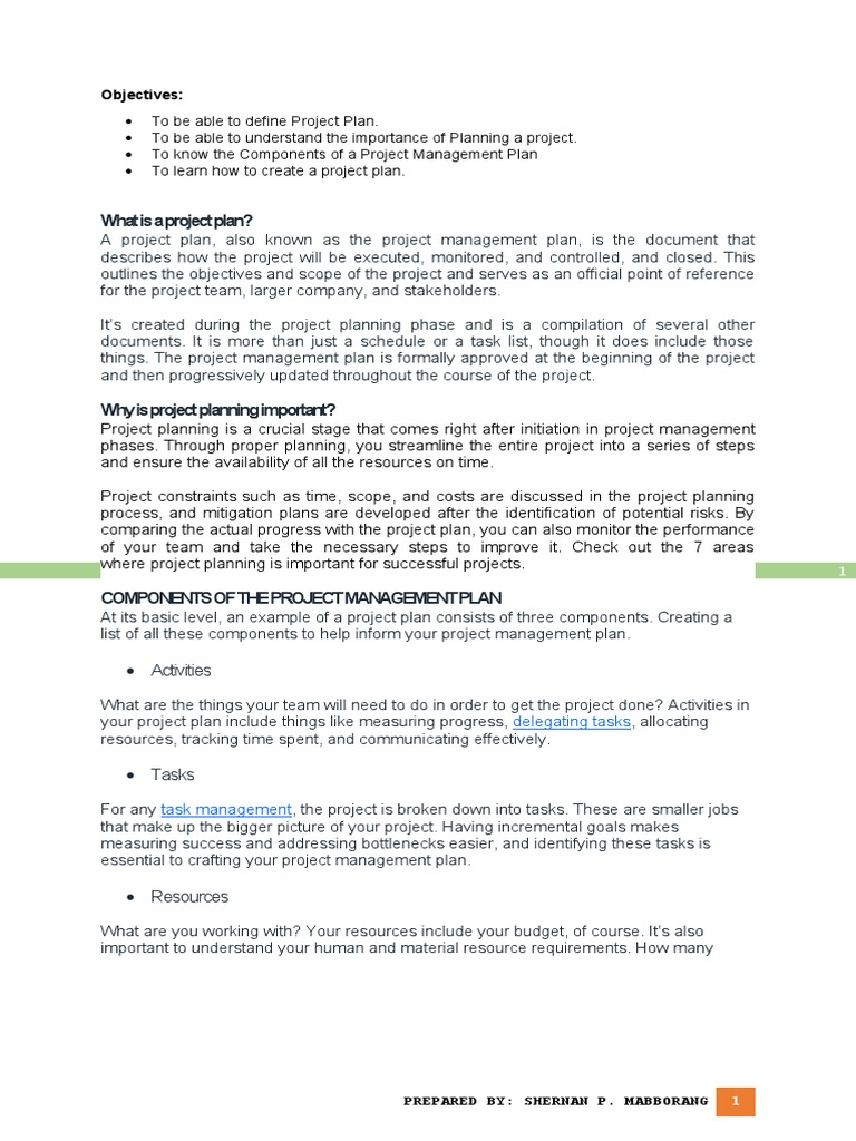 What Is A Project Plan? | PDF | Project Management | Goal
