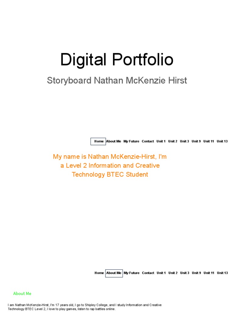 Nathans Digital Portfolio Storyboard | PDF | Software | Cyberspace