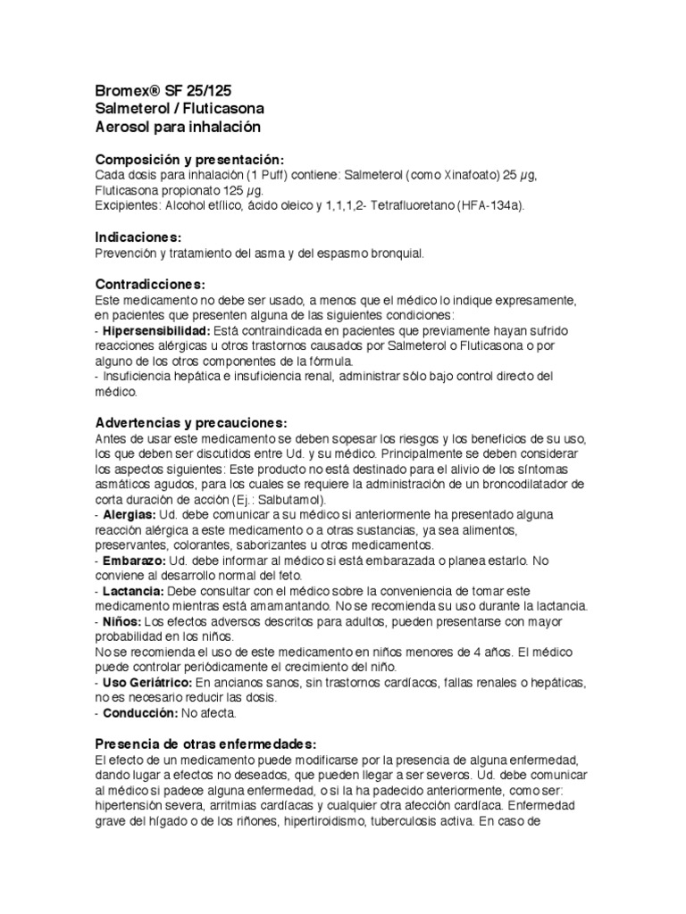 Bromex® SF 25 - 125 | PDF | Asma | Medicamentos con receta