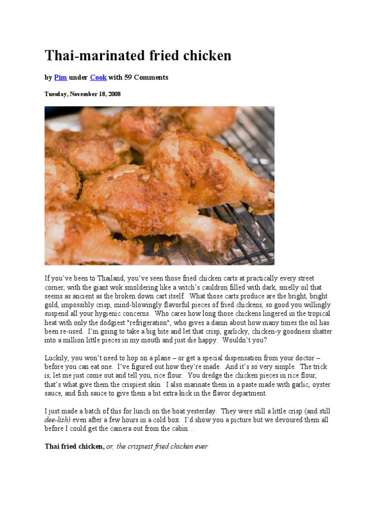 Thai-Marinated Fried Chicken | PDF | Foods | Cooking
