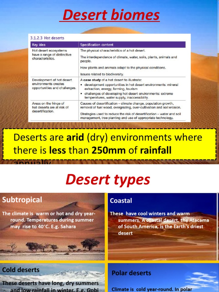 Desert Biomes: Deserts Are Arid (Dry) Environments Where There Is Less ...