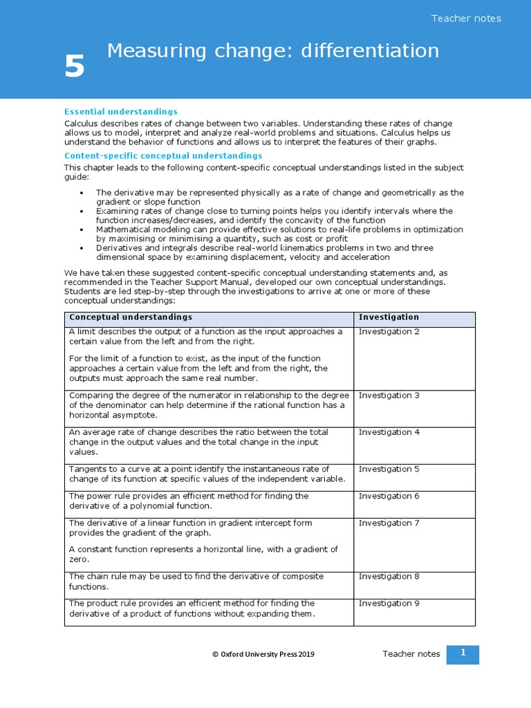 Measuring Change: Differentiation: Essential Understandings | PDF ...