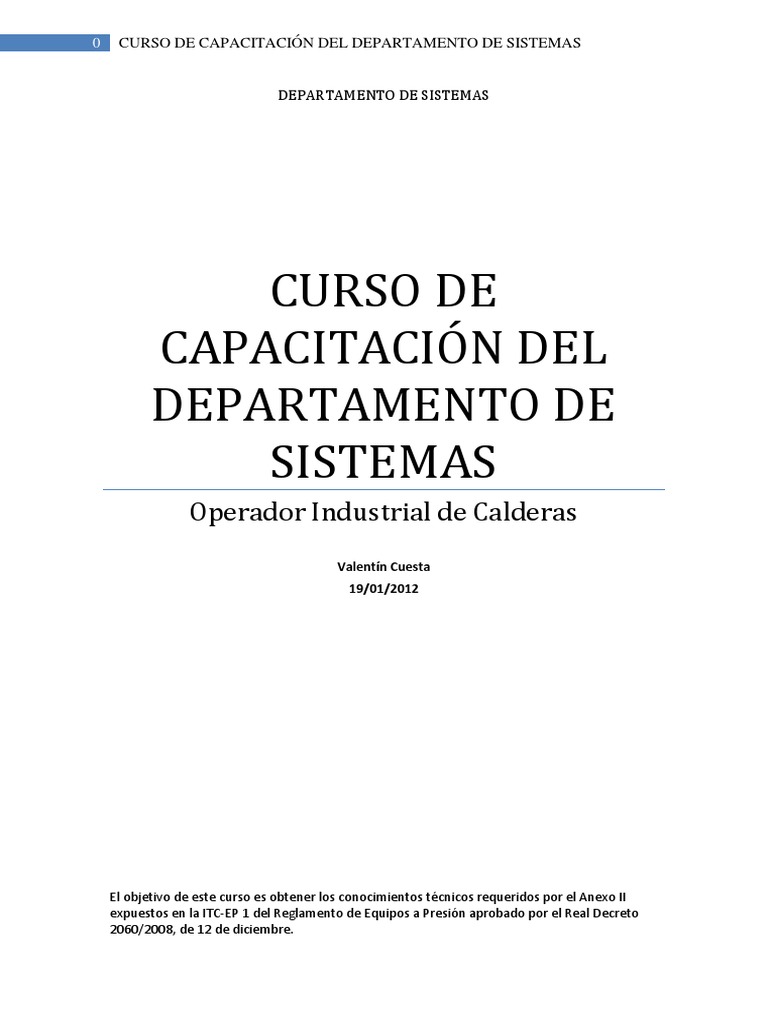 Curso Operador Industrial de Calderas | PDF | Calor | Temperatura