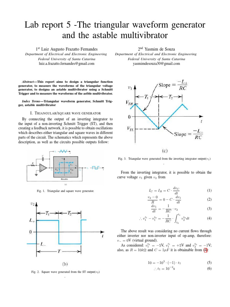 Triangular Waveform & Multivibrator | PDF | Electronics | Electronic ...