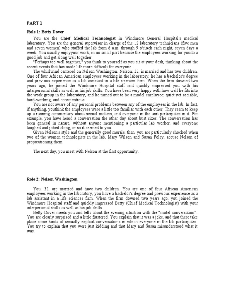 Workplace Harassment Case Study Analysis | PDF | Laboratories