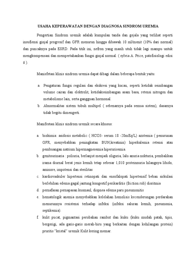 Asuhan Keperawatan Sindrom Uremik | PDF | Kesehatan Holistik