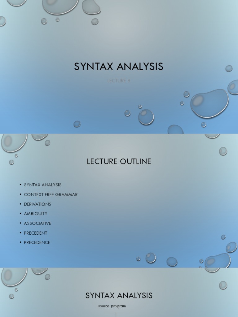 Lecture 8 Syntax Analysis | PDF | Parsing | Formalism (Deductive) Lecture 8 Syntax Analysis | PDF | Parsing | Formalism (Deductive)