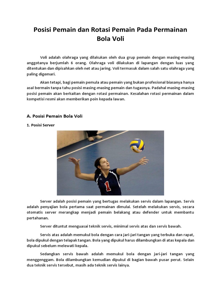 Rotasi dan Posisi Pemain Bola Voli | PDF