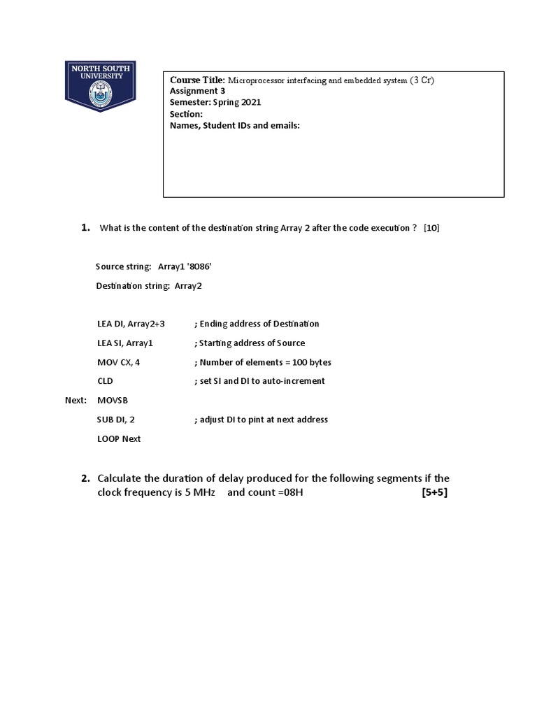 Course Title: Assignment 3 Semester: Spring 2021 Section: Names ...