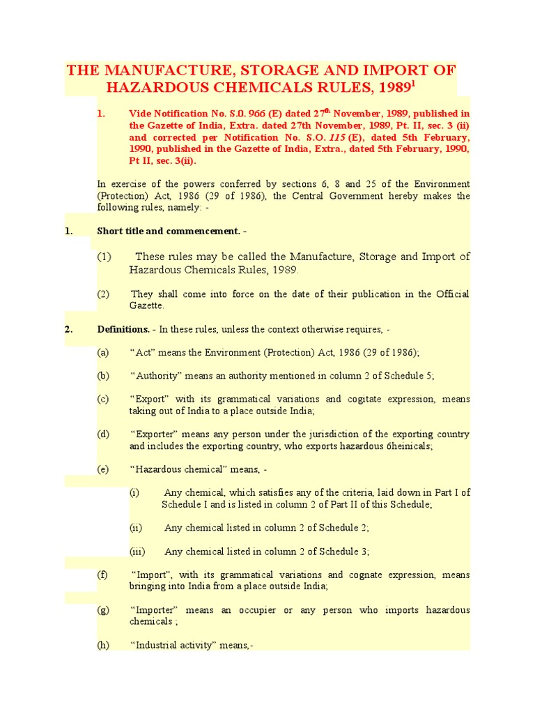 Import and Export of HAzardous Rule | PDF | Dangerous Goods | Emergency ...