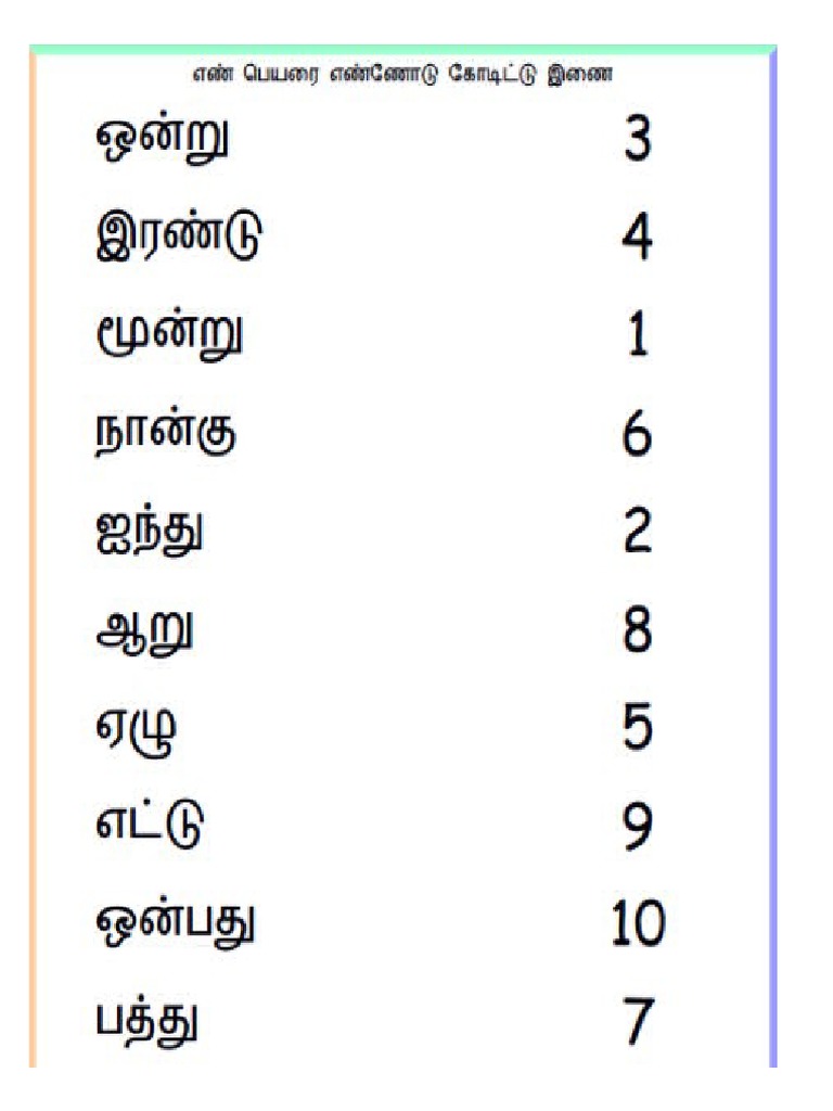 Math Worksheet in Tamil | PDF