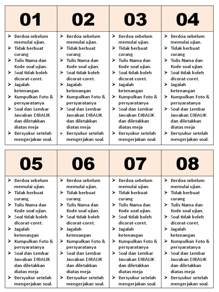 Contoh NOMOR PESERTA UJIAN | PDF | Seni & Disiplin Bahasa ...
