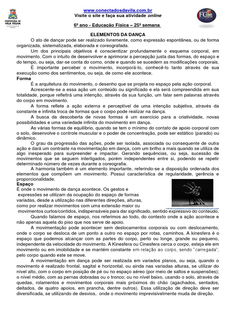 6º Ano Educação Física Semana 25 Pdf Tempo Danças 0348