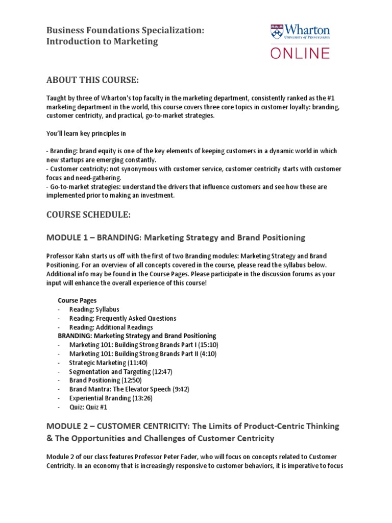 Course Intro Marketing | PDF | Brand | Marketing Strategy