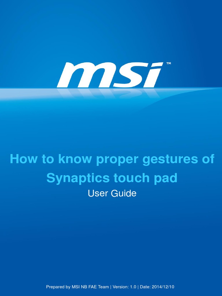 How To Know Proper Gestures of Synaptics Touch Pad: User Guide | PDF