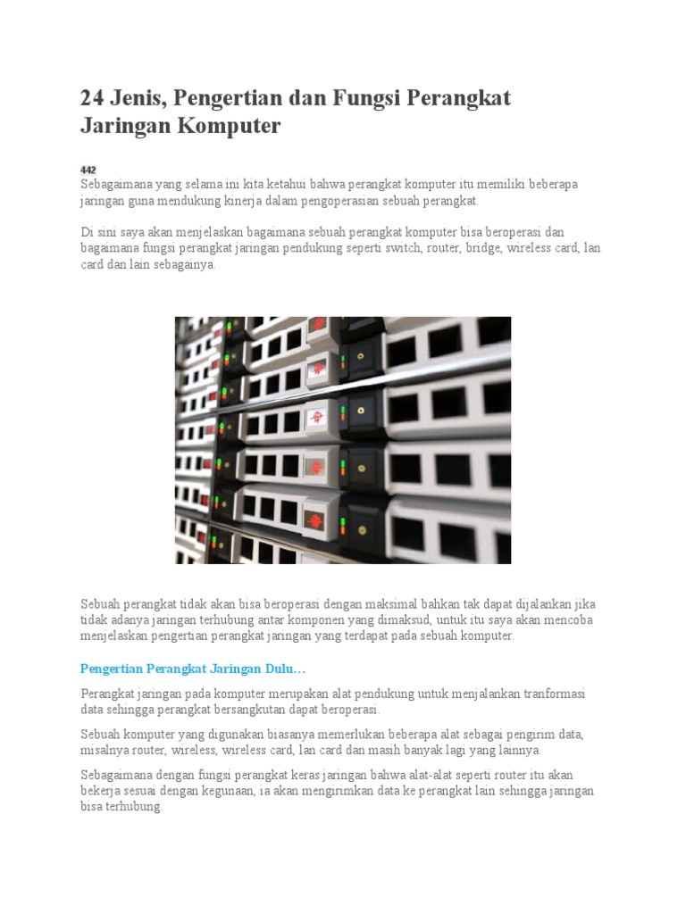24 Jenis, Pengertian Dan Fungsi Perangkat Jaringan Komputer | PDF
