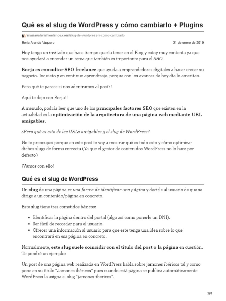 Qué Es El Slug de WordPress y Cómo Cambiarlo | PDF | Word Press | Posicionamiento en buscadores