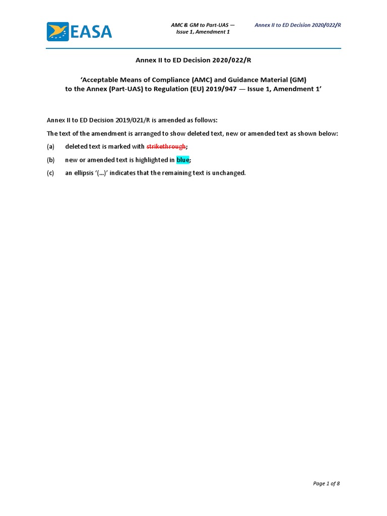 Amc GM To Part-Uas - Issue 1 Amendment 1 | PDF | Unmanned Aerial ...