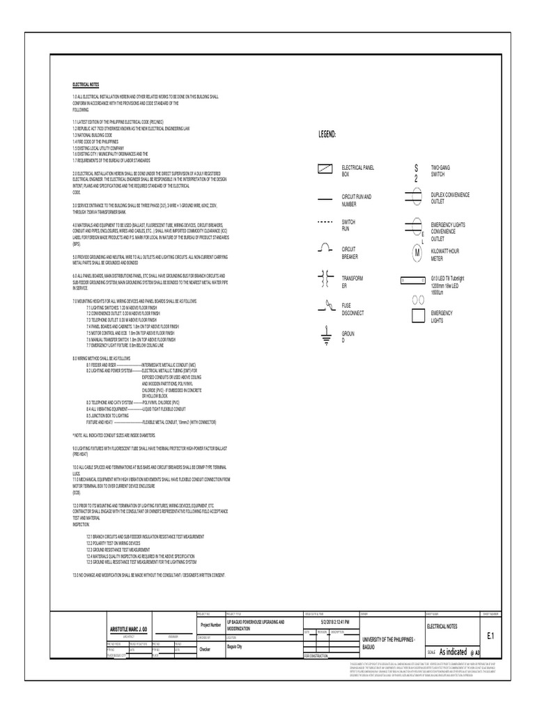 2018 UPB Power House Central Electrical Plan | PDF | Electrical Wiring ...