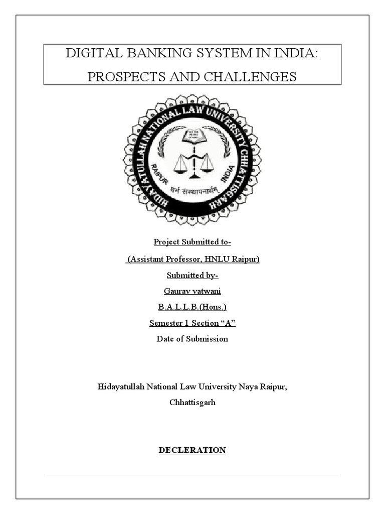 DIGITAL BANKING SYSTEM IN INDIA Eco Project 123 | PDF | Online Banking ...