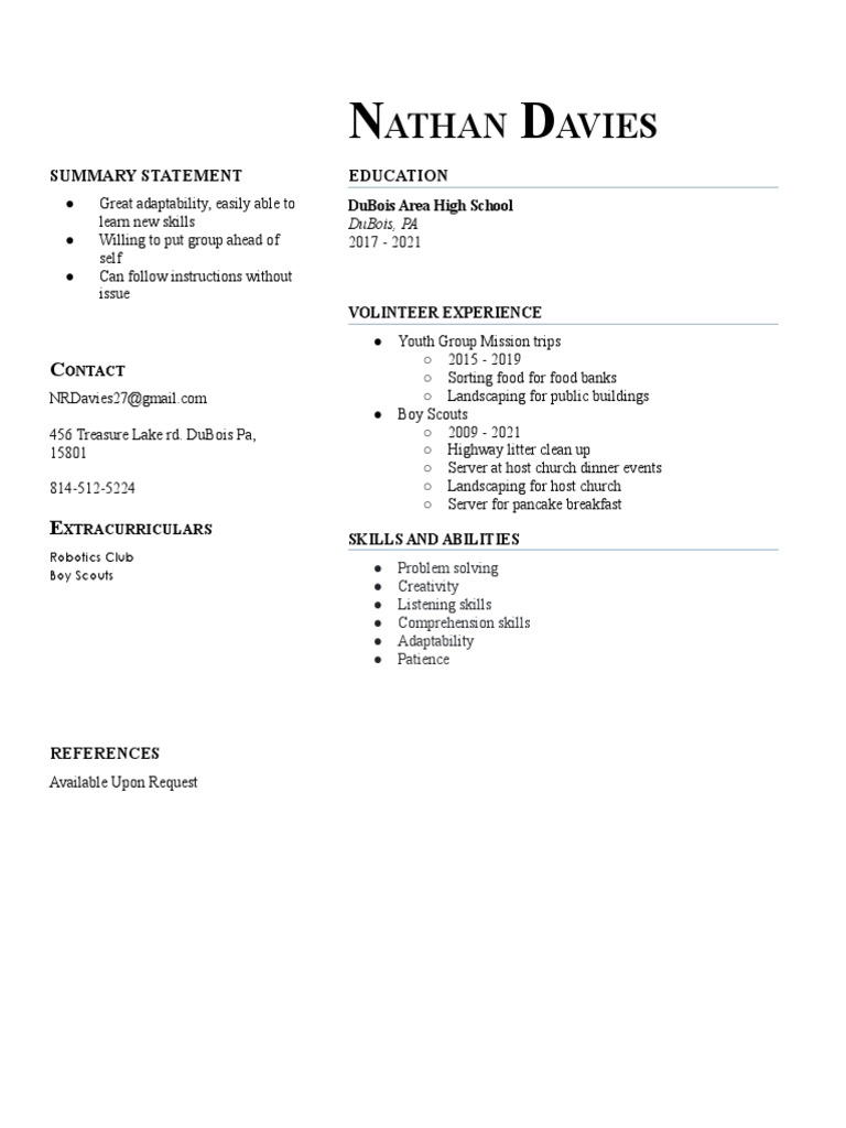 Nathan Davies Resume | PDF