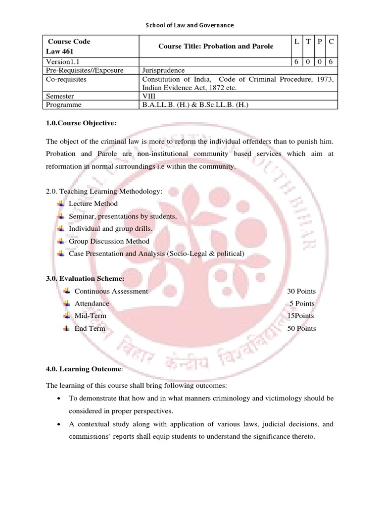 Probation and Parole Course Guide | PDF | Probation | Crime & Violence