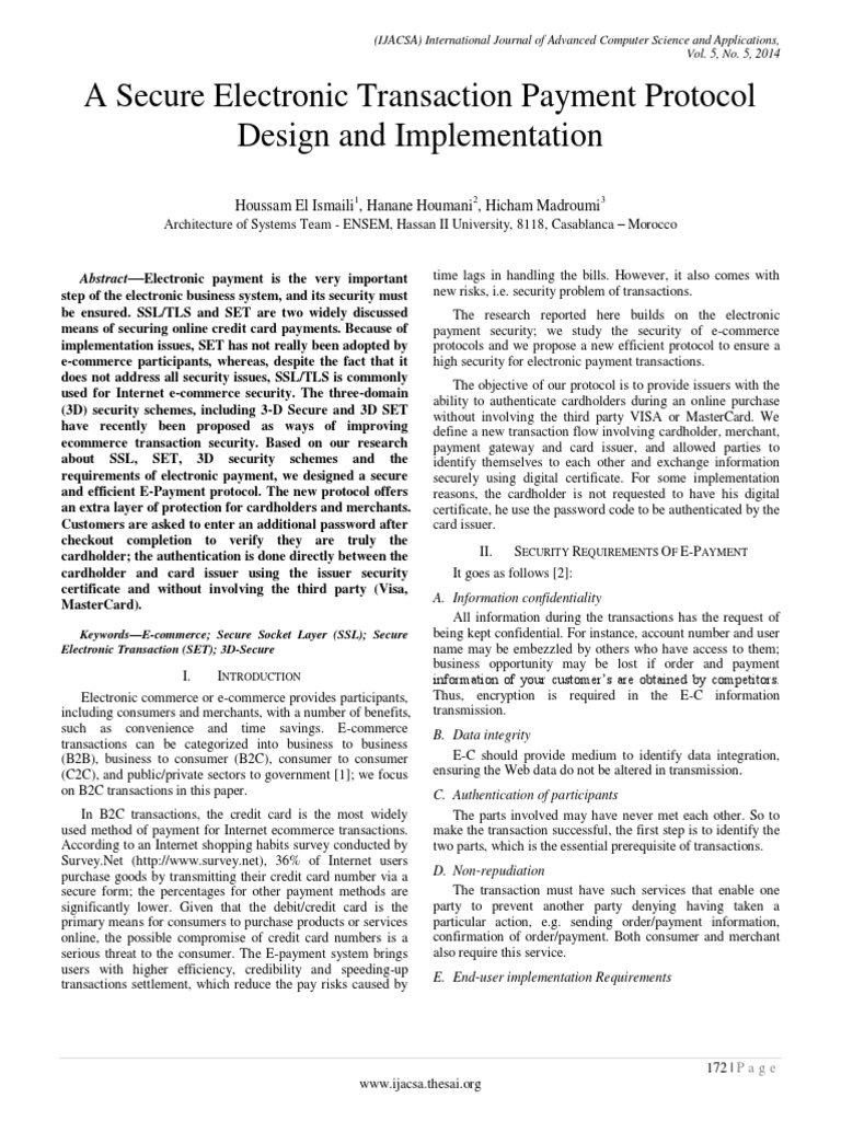 Secure E-Payment Protocol Design | PDF | Transport Layer Security | E ...
