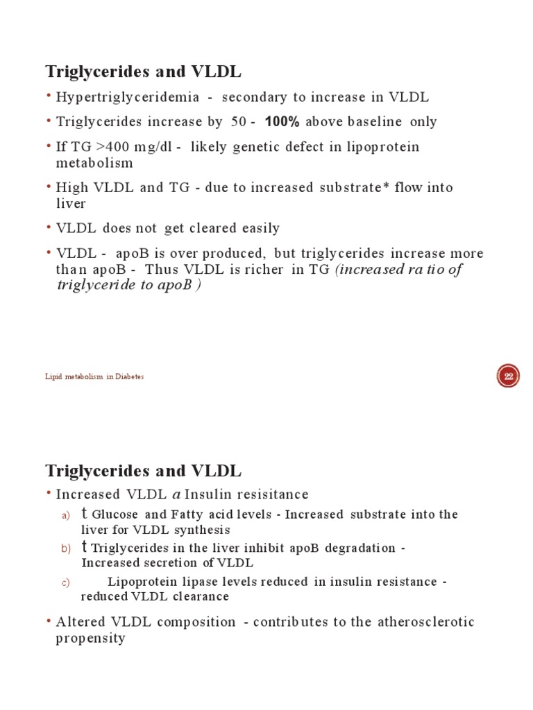 Triglycerides and VLDL in Diabetes Management | PDF | Low Density ...