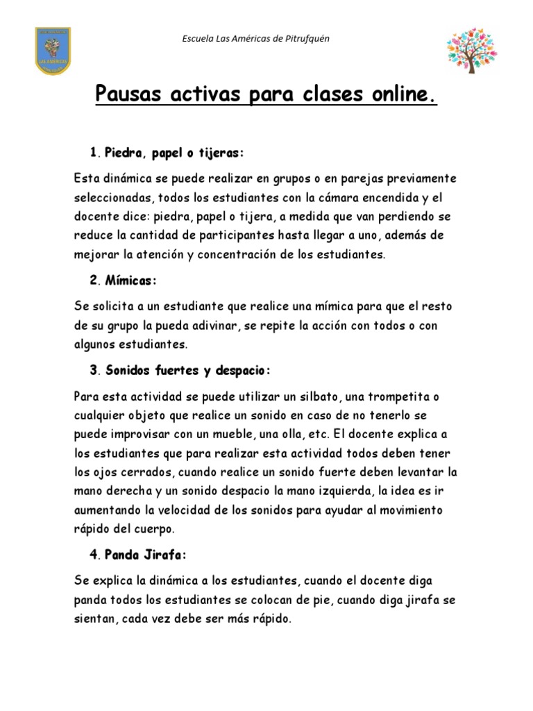 Pausas Activas para Clases Online | PDF | Ocio | Deportes
