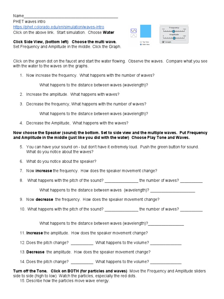 PHET Waves Intro | PDF | Waves | Frequency