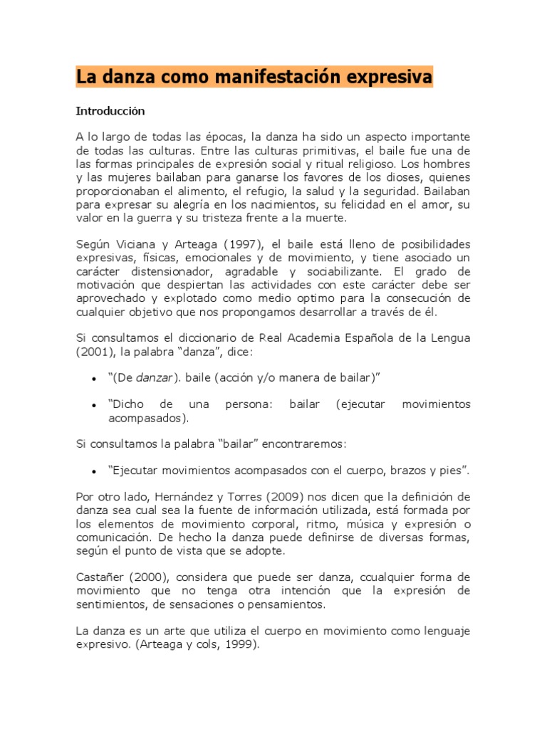 La Danza Como Manifestación Expresiva | PDF | Ballet | Bailes