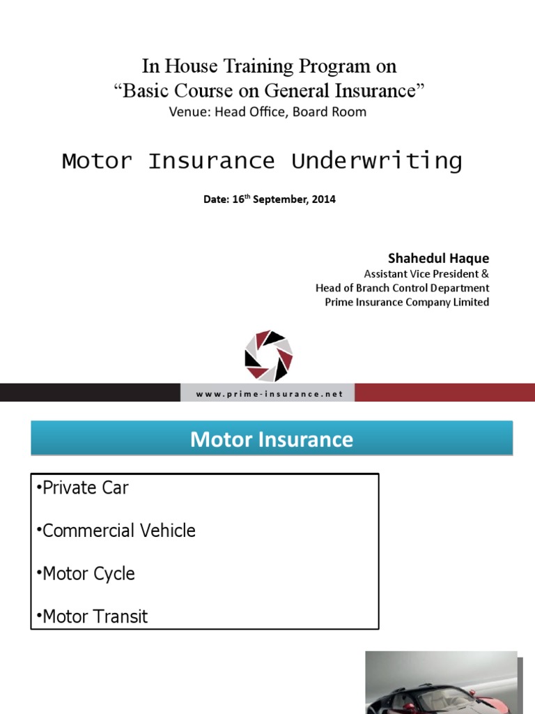 Motor Insurance Underwriting In House Training Program On Basic