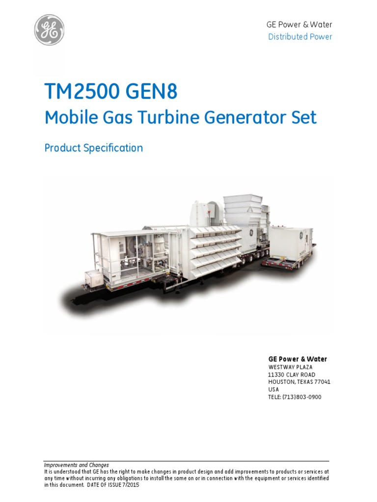 TM2500+ Gen8 Technical Document | PDF | Gas Turbine | Pipe (Fluid ...