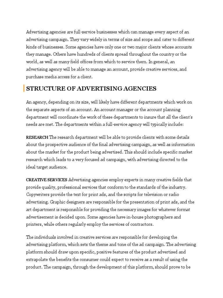 Understanding Full-Service Advertising Agencies | PDF | Advertising ...