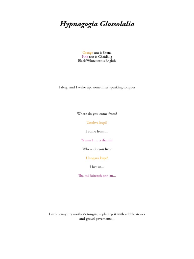 Hypnagogia Glossolalia Translation | PDF | Psychology