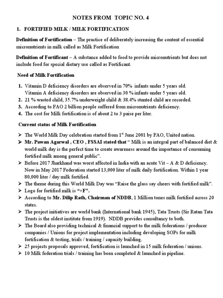 Milk Fortification | PDF | Milk | Yogurt